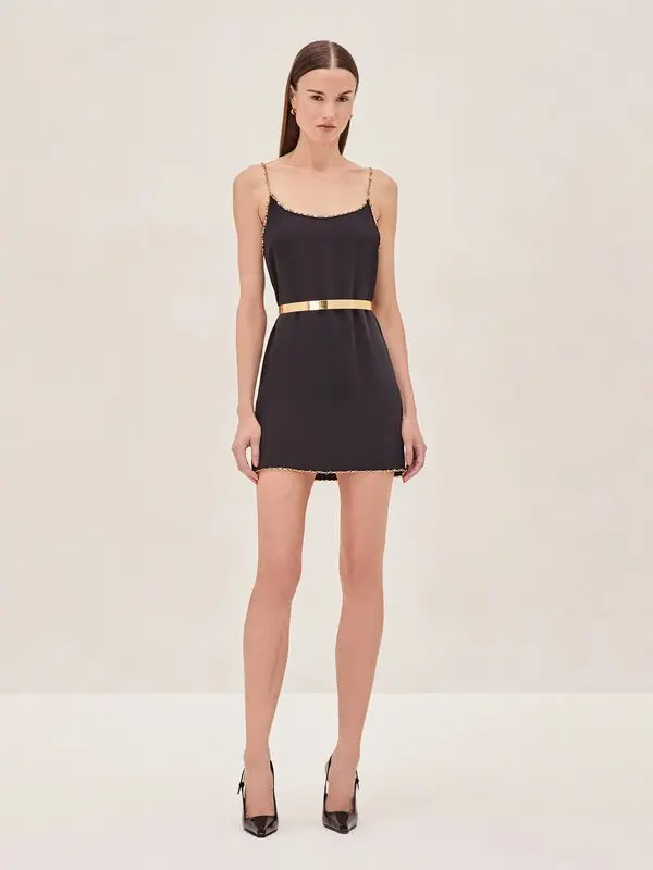 Alexis Madisson Dress With Gold Chain Detail - Black