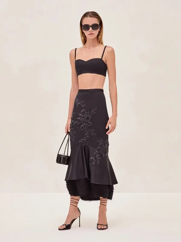Alexis Kiernan Embroidered Midi Skirt