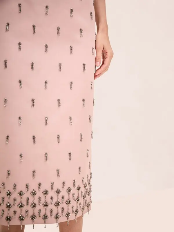 Alexis Luisa Embellished Midi Skirt - Beaded Blush