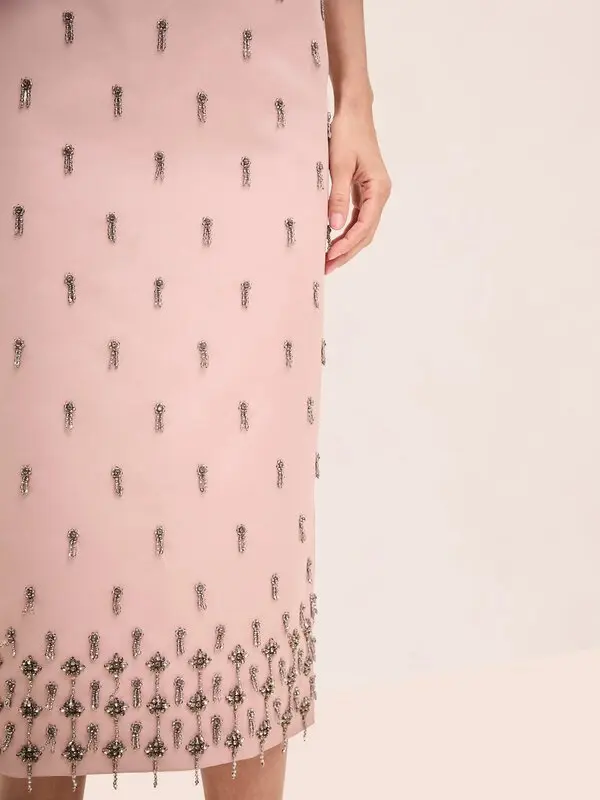 Alexis Luisa Embellished Midi Skirt - Beaded Blush