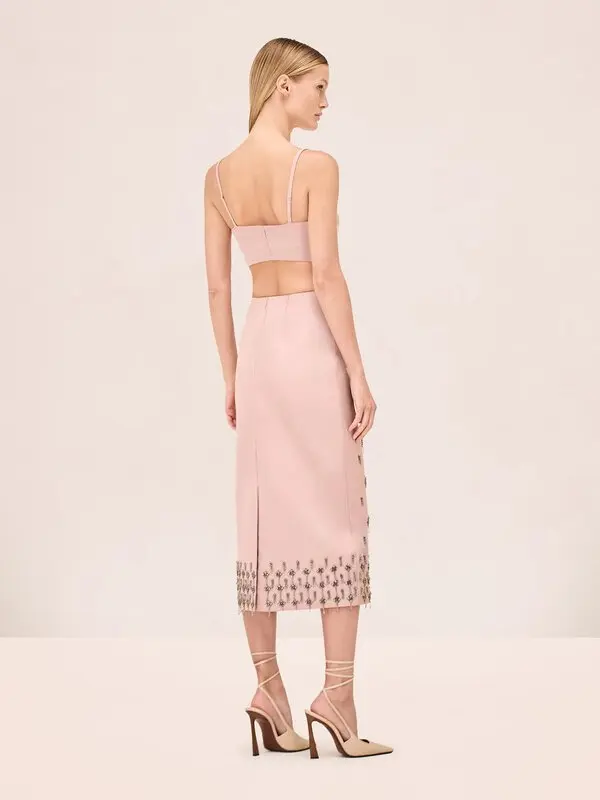 Alexis Luisa Embellished Midi Skirt - Beaded Blush