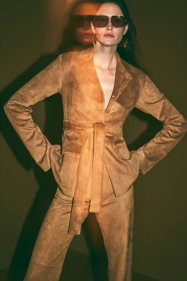 Alexis Lazlo Vegan Suede Blazer - Tan