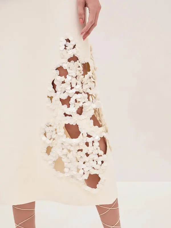 Alexis Maris Knit Midi Skirt - Ivory Sequin