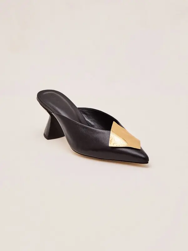Alexis Madeline Mule With Sculptural Heel And Metal Accent