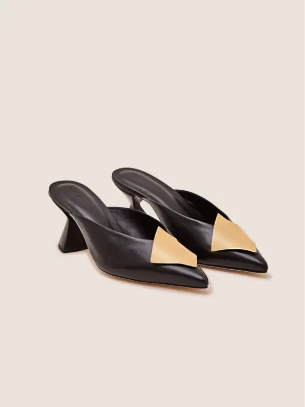 Alexis Madeline Mule With Sculptural Heel And Metal Accent