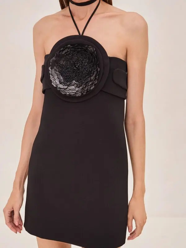 Alexis Liss Dress Mini Halterneck Embellished Dress - Black