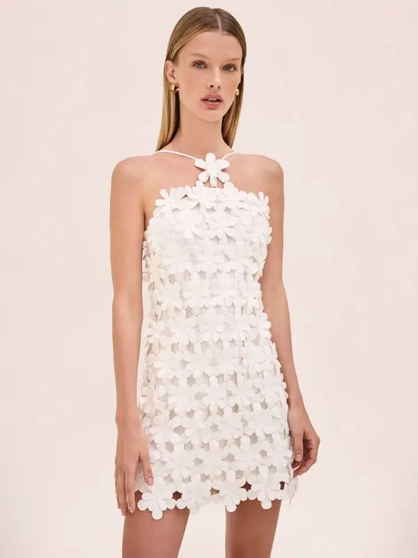 Alexis Lily Halter Mini Dress - White