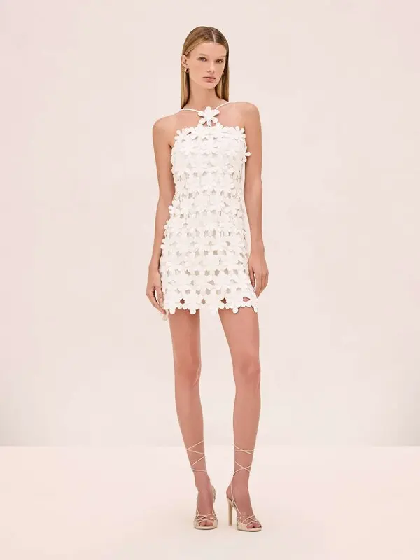 Alexis Lily Halter Mini Dress - White