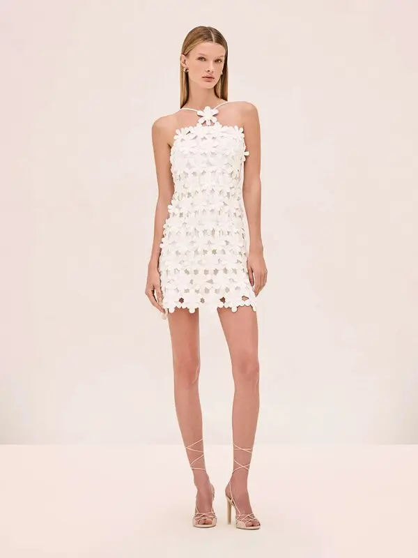 Alexis Lily Halter Mini Dress - White