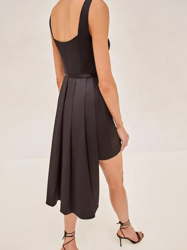 Alexis Montella Draped Cape Mini Dress With Bow Belt