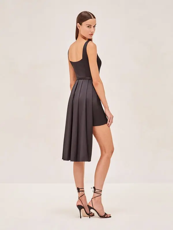 Alexis Montella Draped Cape Mini Dress With Bow Belt
