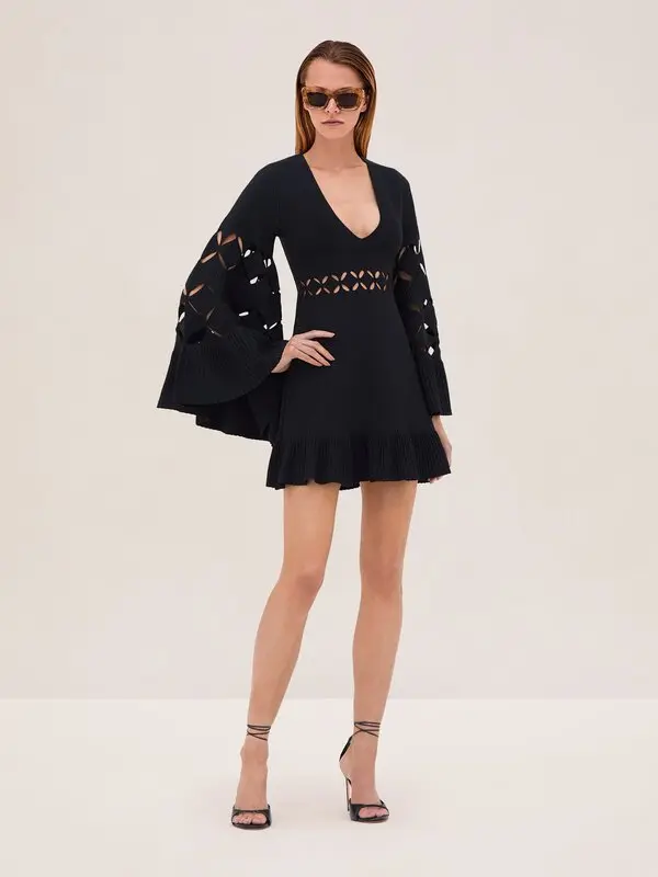 Alexis Linden Dress With Bell Sleeves And Cutout Details
