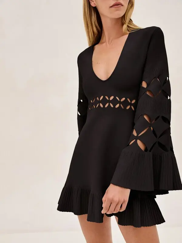 Alexis Linden Dress With Bell Sleeves And Cutout Details