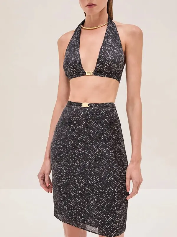 Alexis Lotte Halter Crop Top - Nero Dot