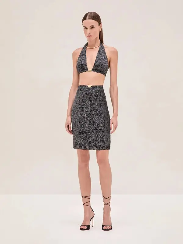 Alexis Lotte Halter Crop Top - Nero Dot