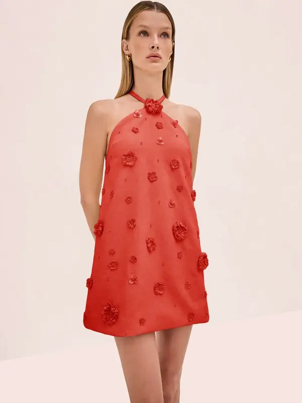 Alexis Milaa Mini Dress - Terracotta Raffia
