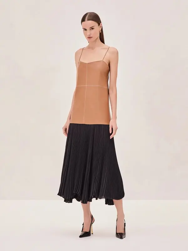 Alexis Piatta Dress - Saddle/ Black