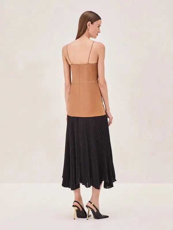 Alexis Piatta Dress - Saddle/ Black