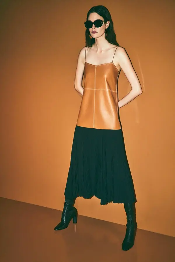 Alexis Piatta Dress - Saddle/ Black