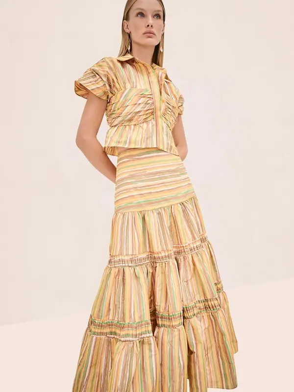 Alexis Arya Cropped Top - Lemon Stripe