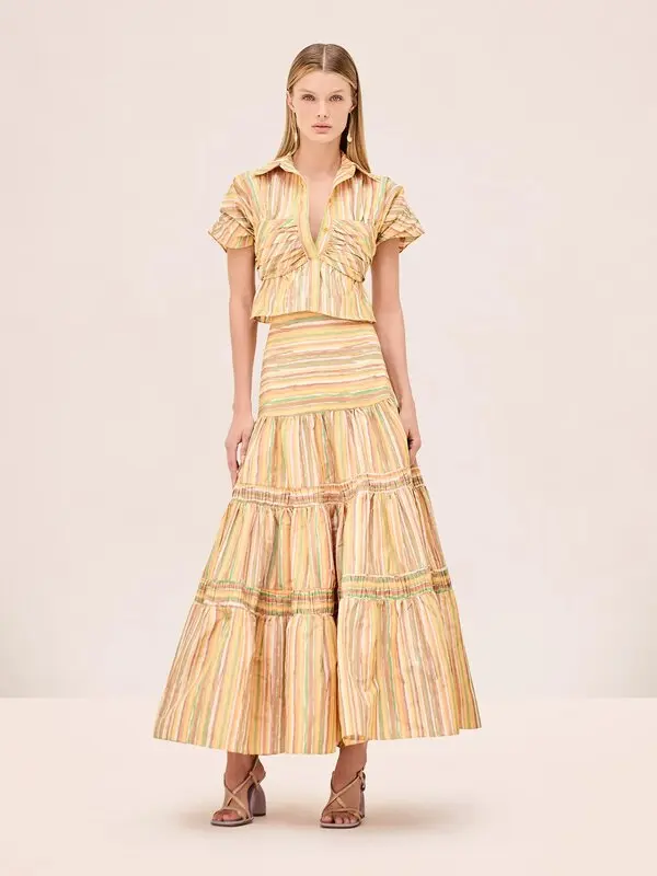 Alexis Arya Cropped Top - Lemon Stripe