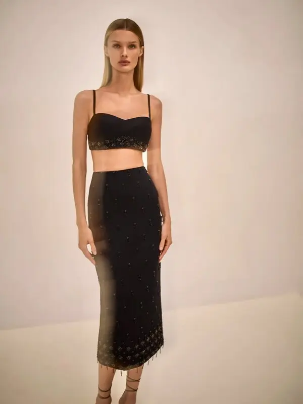 Alexis Mili Top - Beaded Black