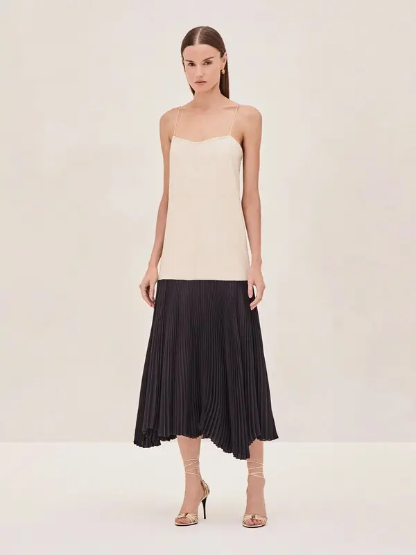 Alexis Piatta Midi Dress - Off White/black
