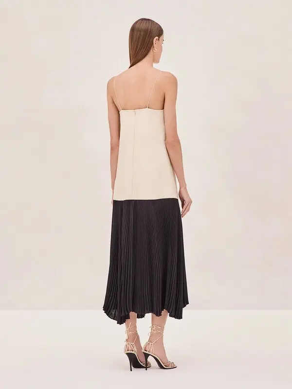 Alexis Piatta Midi Dress - Off White/black