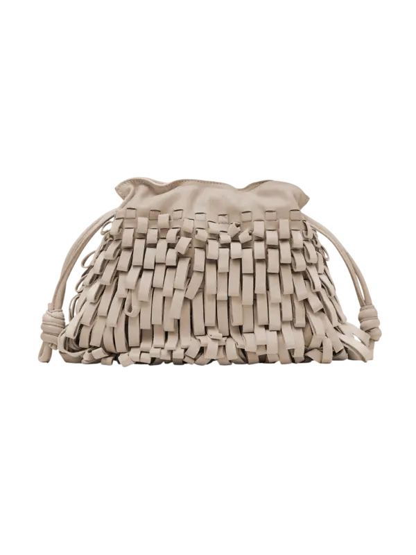 Alexis Quinn Woven Fringe Clutch - Vanilla