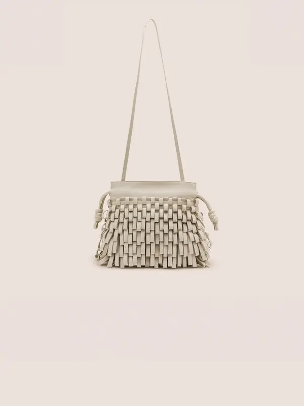 Alexis Quinn Woven Fringe Clutch - Vanilla
