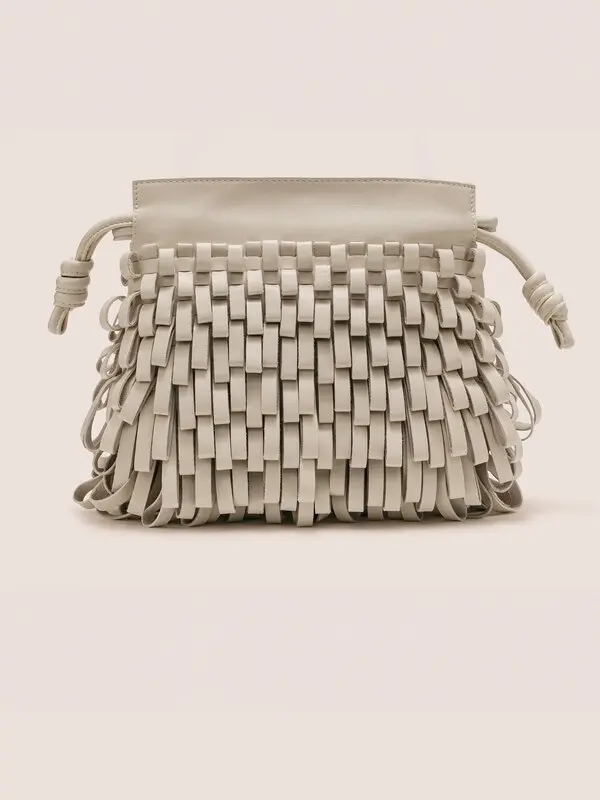 Alexis Quinn Woven Fringe Clutch - Vanilla