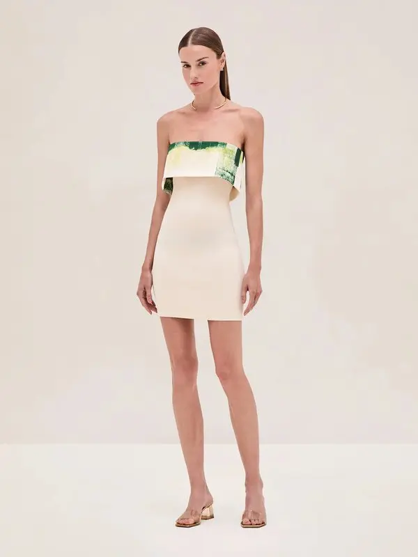 Alexis Nava Mini Dress - Green Brushstroke