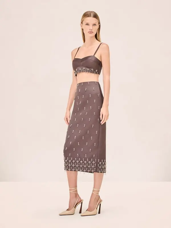 Alexis Mili Top - Beaded Brown