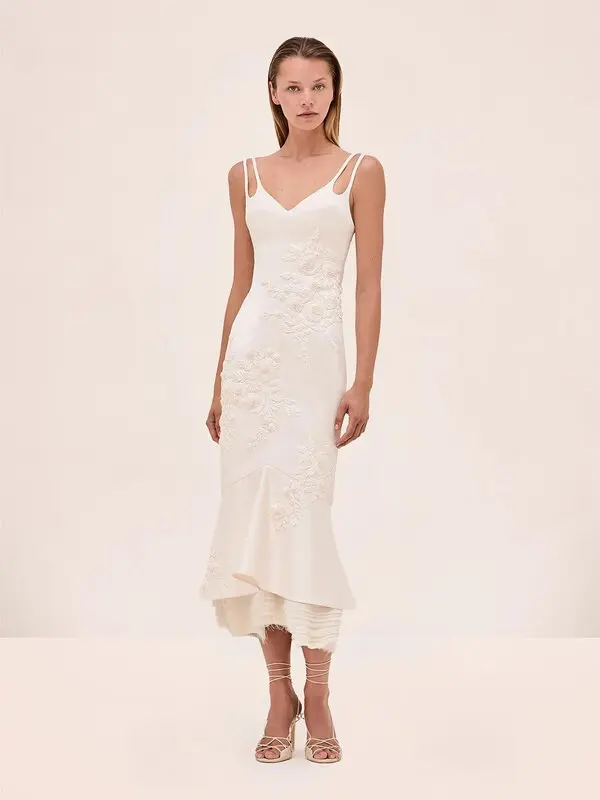 Alexis Raquel Embroidered Midi Dress - Off White