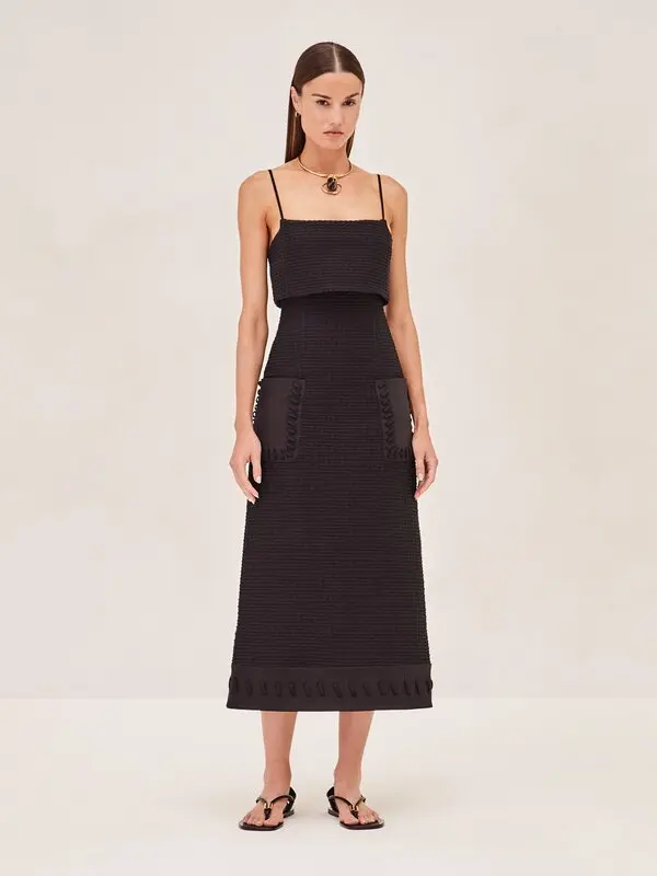 Alexis Noval Midi Dress With Contrast Pockets