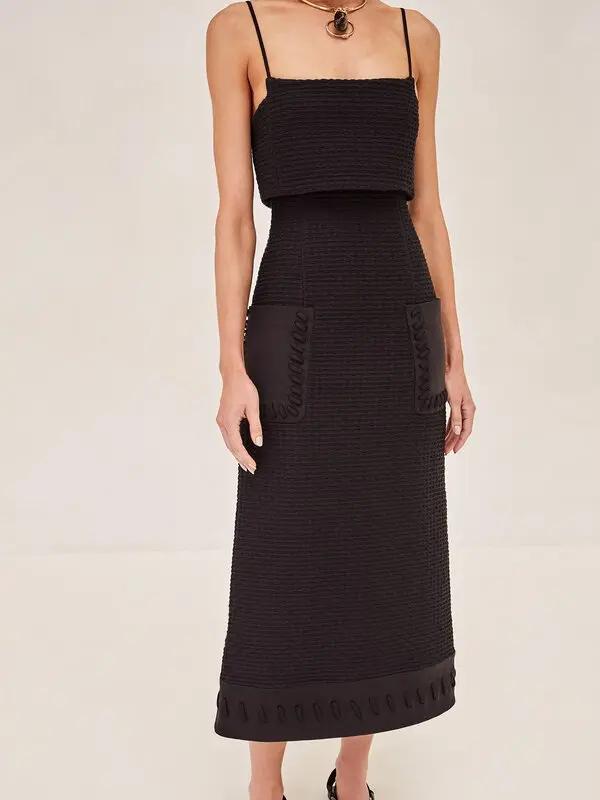 Alexis Noval Midi Dress With Contrast Pockets