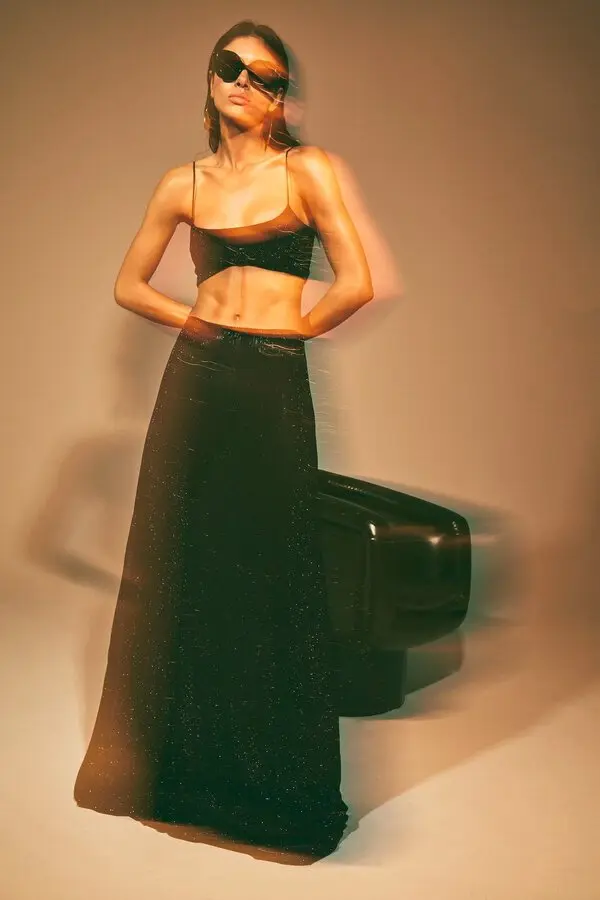 Alexis Poli Crop Top - Black