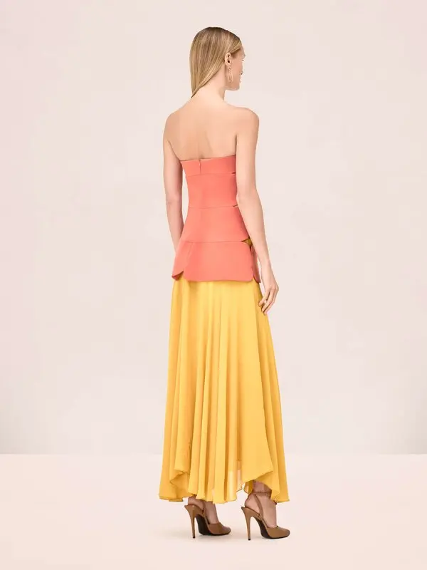 Alexis Strapless Midi Dress - Terracotta