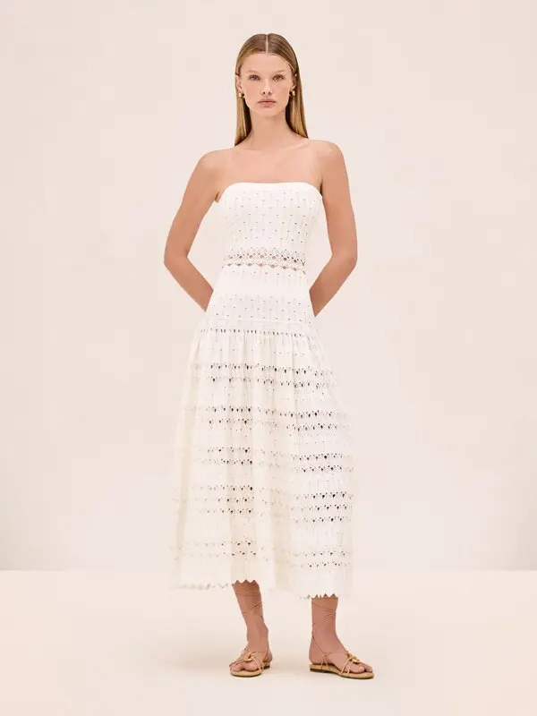 Alexis Payge Knit Eyelet Dress - White