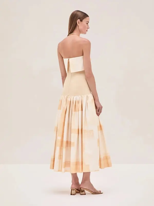 Alexis Robia Midi Dress - Beige Brushstroke