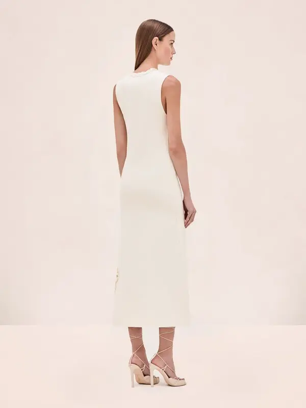 Alexis Obarra Knit Midi Dress - Ivory Sequin