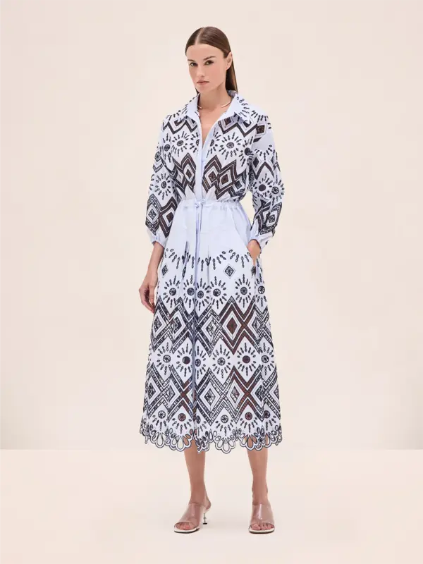 Alexis Portello Midi Dress - Blue