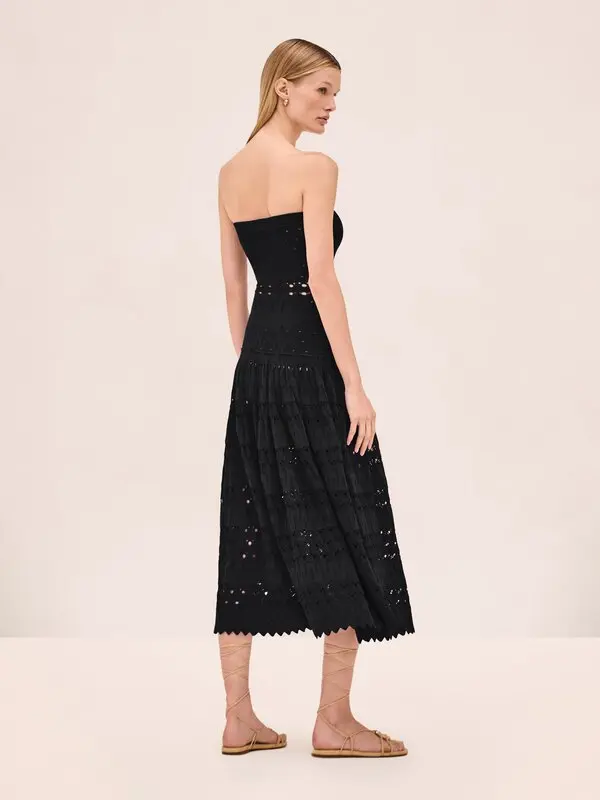 Alexis Payge Tiered Knit Eyelet Strapless Dress