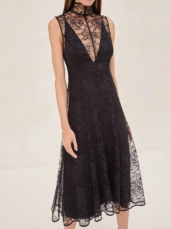 Alexis Rhiane Lace Midi Dress - Black
