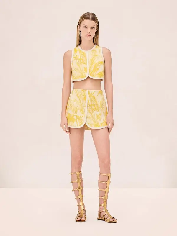 Alexis Ola Cropped Jacquard Top - Lemon Palm