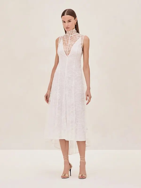 Alexis Rhiane Lace Midi Dress - White