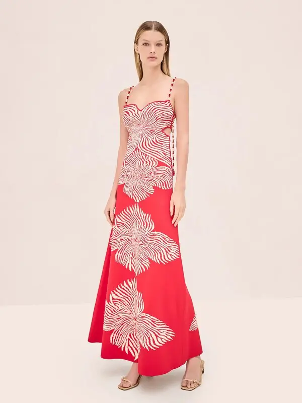Alexis Rayana Floral Print Midi Dress - Red Bloom