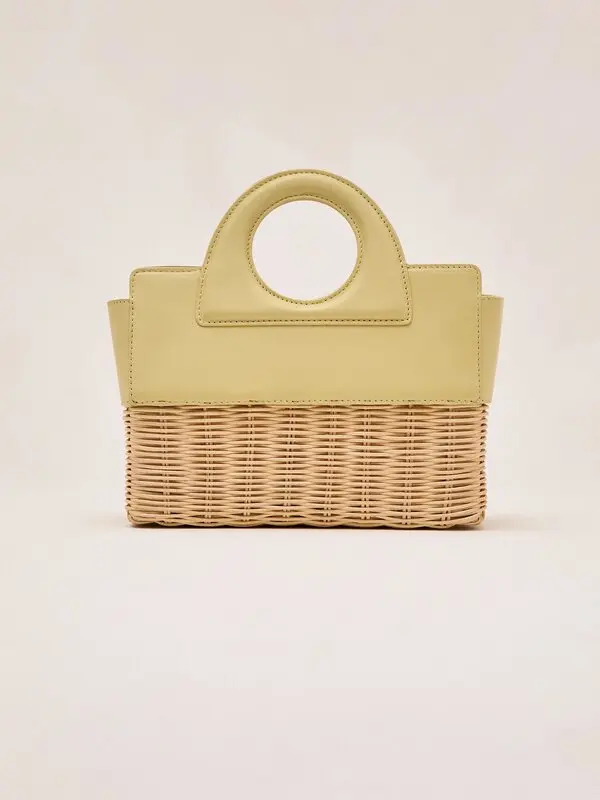 Alexis Penelope Woven And Leather Top Handle Bag - Pale Yellow