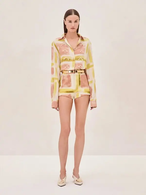 Alexis Perea Abstract Print Blouse With Tassel Details
