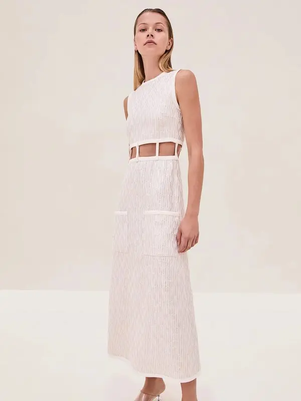 Alexis Renee Jacquard Midi Dress - Silver